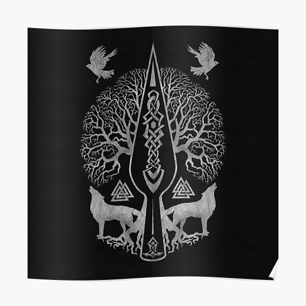 "Gungnir - Spear of Odin and Tree of life -Yggdrasil" Poster by ...