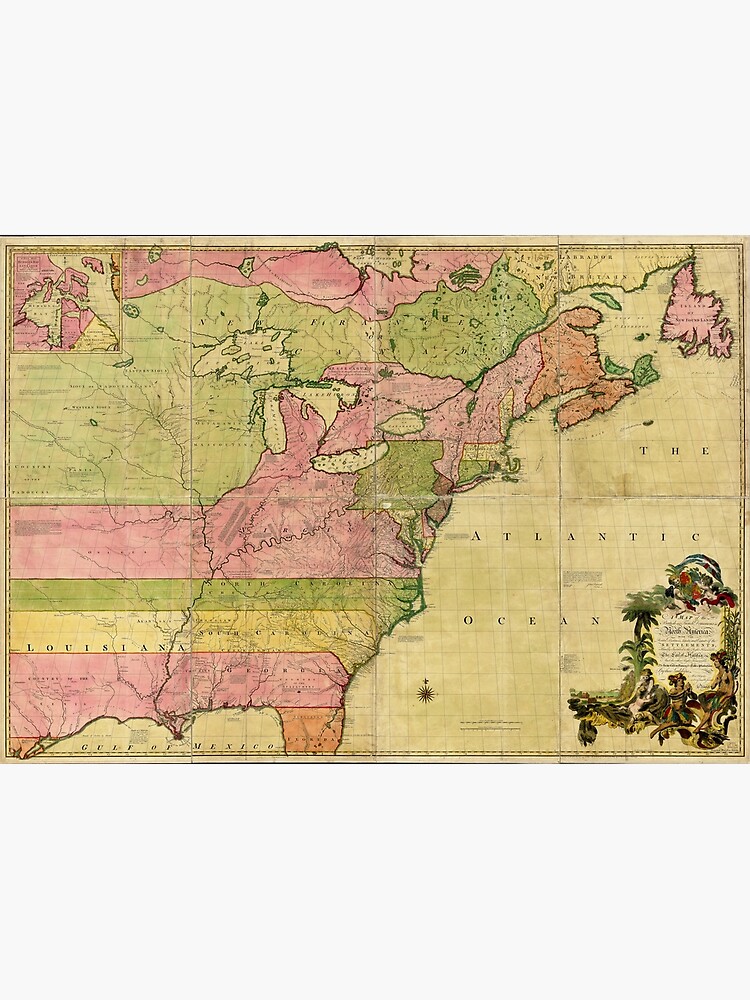 "Map of North America by Kitchin, Mitchell and Millar (1755)" Art Print ...