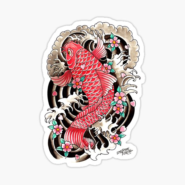 "Red Koi Fish" Sticker for Sale by erauth | Redbubble