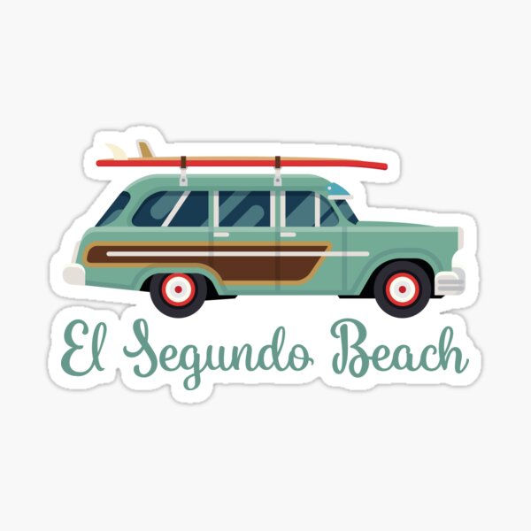 "El Segundo Beach California Retro Surf Wagon" Sticker by ...