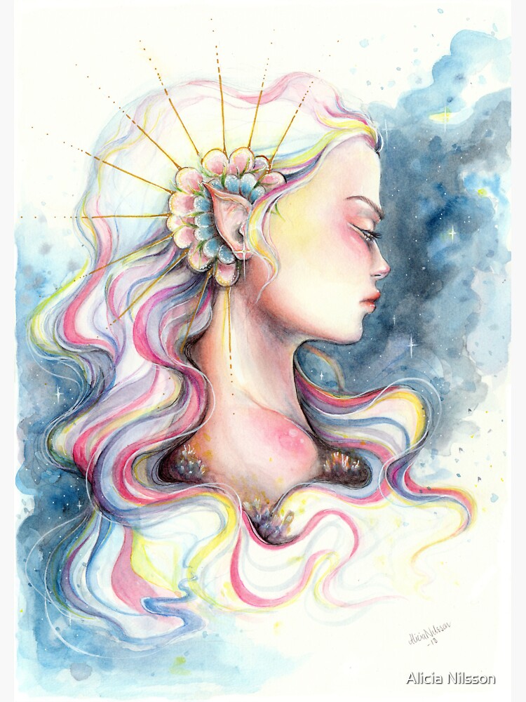 ""Andromeda" Watercolour Space Princess Portrait" Sticker for Sale by ...