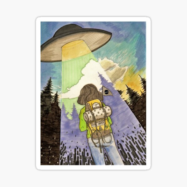 "UFO, yo" Sticker by Artofannabellep | Redbubble