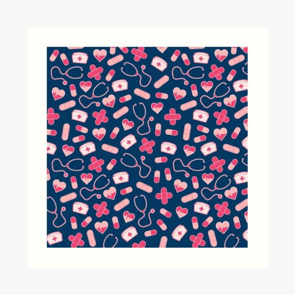 "Pink and Blue Nurse Pattern" Art Print for Sale by cikedo | Redbubble