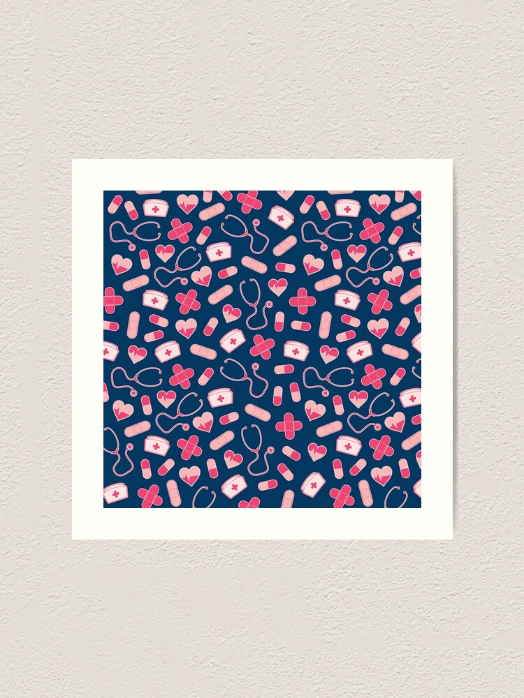 "Pink and Blue Nurse Pattern" Art Print for Sale by cikedo | Redbubble