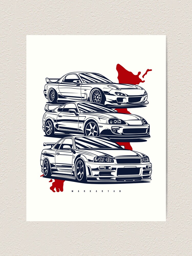 "JDM crew. RX7, Skyline GTR, Supra" Art Print for Sale by OlegMarkaryan ...