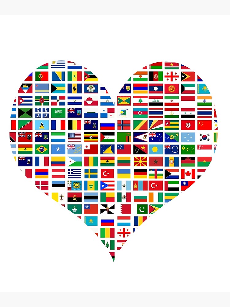 Lámina fotográfica «Banderas del mundo en forma de corazón» de DusicaP ...