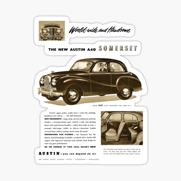 "AUSTIN A40 SOMERSET" Sticker by ThrowbackMotors | Redbubble