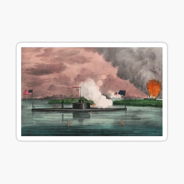 "Iron Clad Monitor Montauk Destroying Rebel Steamship - 1863" Sticker ...