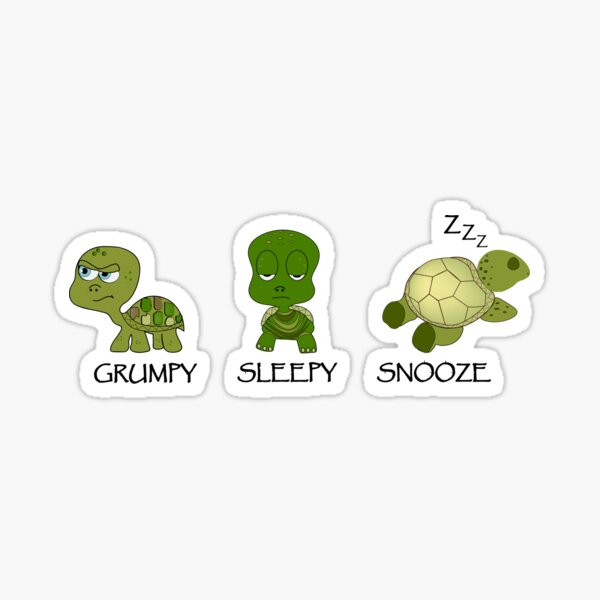 "Grumpy Sleepy Turtles" Sticker for Sale by adoornbos | Redbubble
