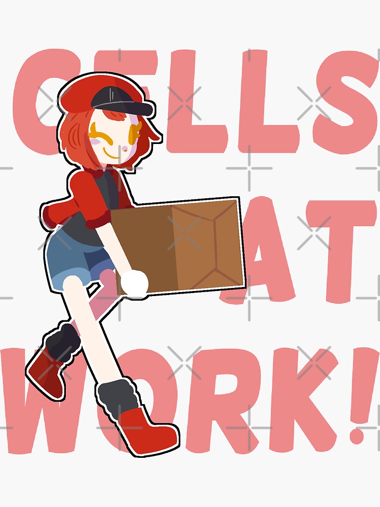 "Cells At Work!-Red" Sticker for Sale by arcadekitten | Redbubble