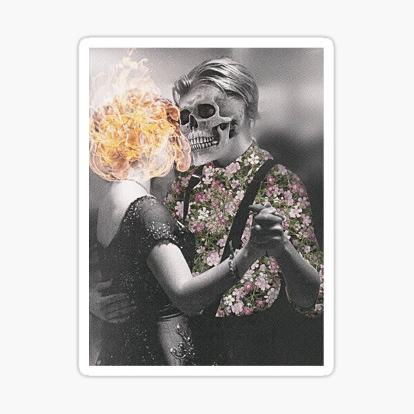 "Halftone Couple Mixed Media Collage" Sticker for Sale by Mattosaurus ...