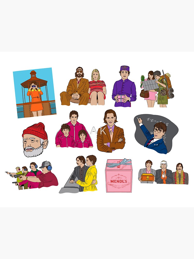 "wes anderson sticker pack" Sticker for Sale by aniekandya | Redbubble
