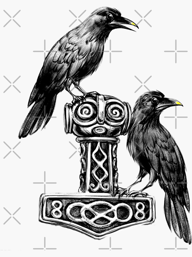 "Odin's ravens" Sticker for Sale by comtessek | Redbubble
