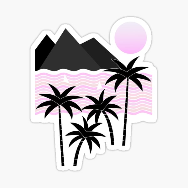 "Hello Islands - Pink Skies" Sticker for Sale by SilverPegasus | Redbubble