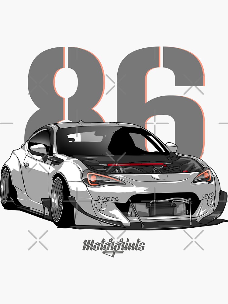 "GT86 (white)" Sticker by MotorPrints | Redbubble