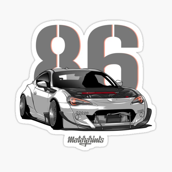 "GT86 (white)" Sticker by MotorPrints | Redbubble