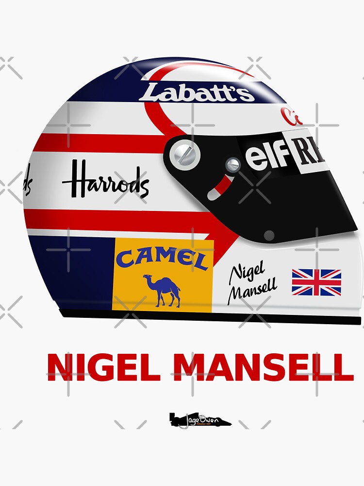 "Nigel Mansell 1992 crash helmet." Sticker for Sale by JageOwen | Redbubble