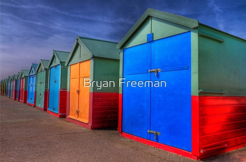 "The Painted Beach Huts - Brighton - England" by Bryan Freeman | Redbubble