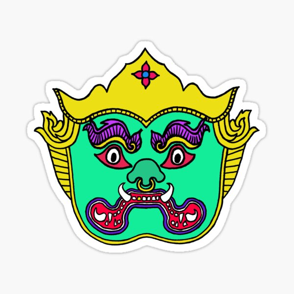 "Thai Temple Guardian Yaksha" Sticker by NickHindRC | Redbubble