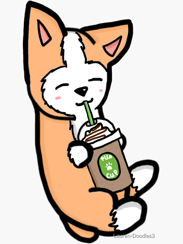 "Pup Cup" Sticker for Sale by Lauren-Doodles3 | Redbubble