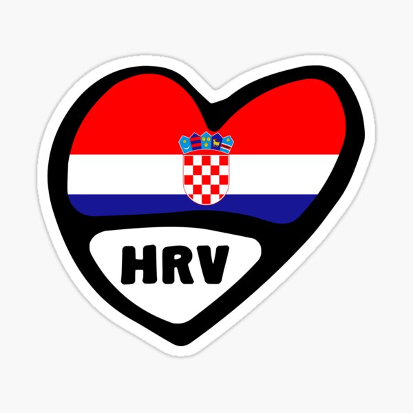 "Croatia Country Code Flag Heart, HRV, Hrvatska" Sticker by Celticana ...