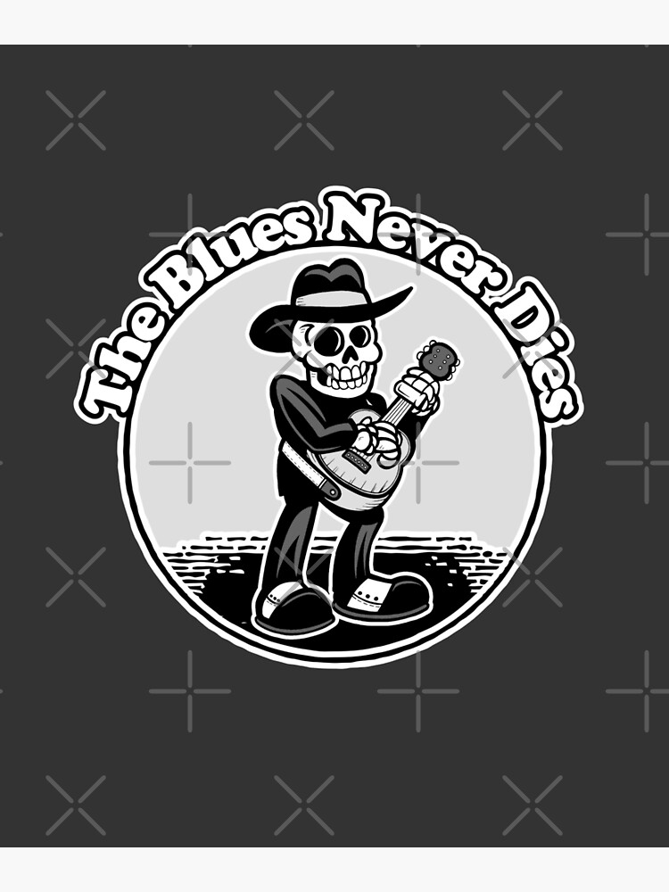 "Old Cartoon Skeleton Bluesman Guitarist Playing Blues Music " Poster ...