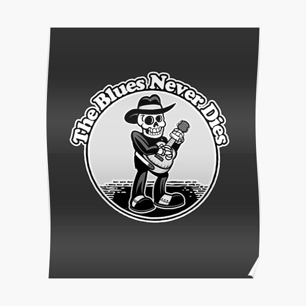 "Old Cartoon Skeleton Bluesman Guitarist Playing Blues Music " Poster ...