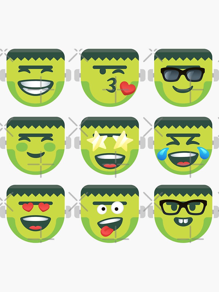 "Frankenstein Emoji for Spooky and Scary Halloween" Sticker for Sale by ...