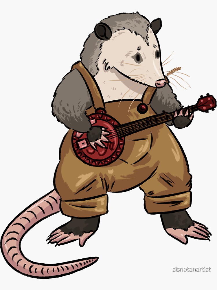 "Banjo Opossum" Sticker for Sale by sisnotanartist | Redbubble