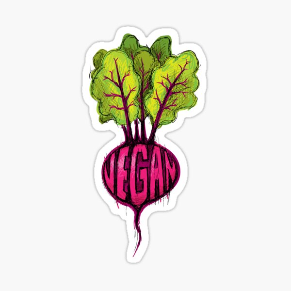 "Vegan beetroot hand lettering and illustration" Sticker for Sale by ...