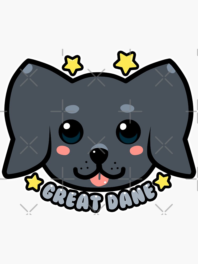 "KAWAII Great Dane Dog Face" Sticker by TechraNova | Redbubble