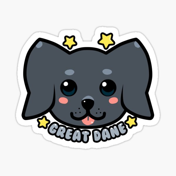 "KAWAII Great Dane Dog Face" Sticker by TechraNova | Redbubble