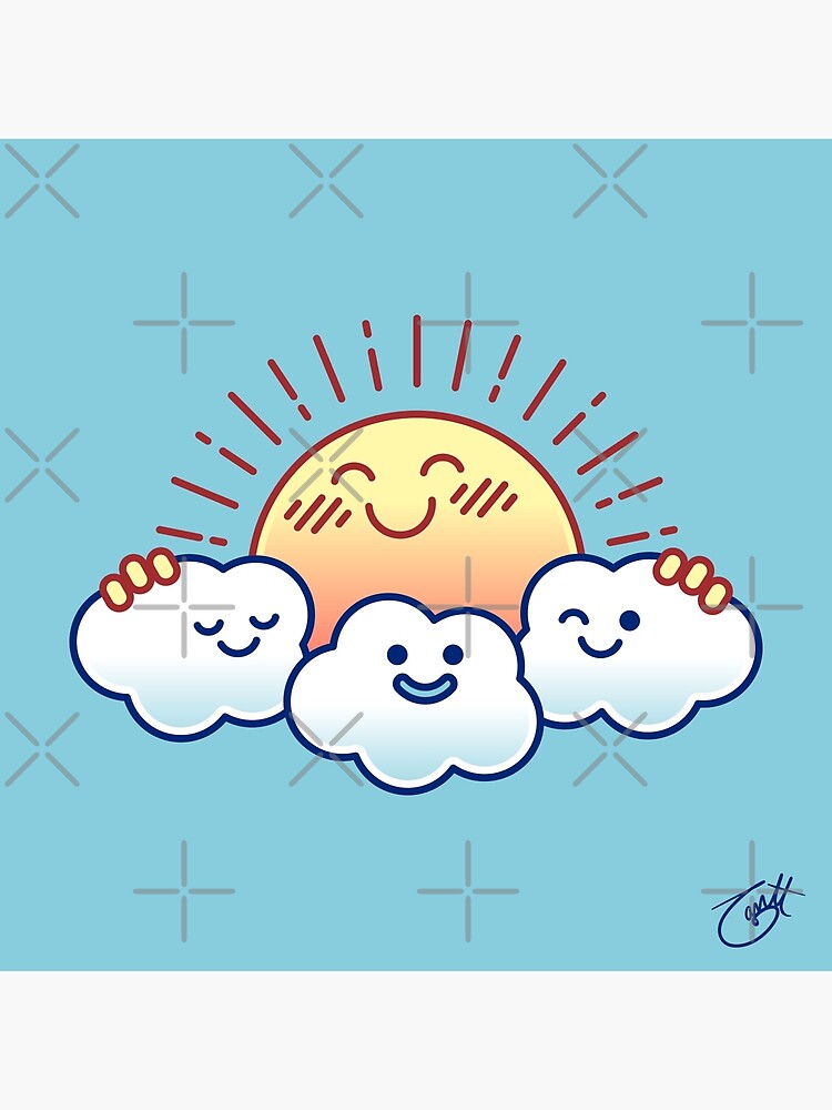 "Group Hug (Sun and Clouds)" Art Print by knitetgantt | Redbubble