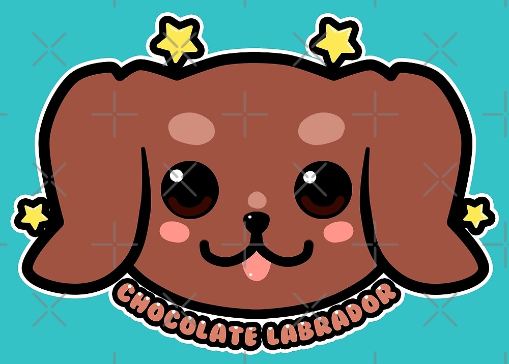 "KAWAII Chocolate Labrador Dog Face" by TechraNova | Redbubble