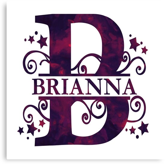 "Brianna | Girls Name and Monogram in Dark Purple" Canvas Print by ...