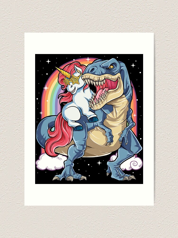 "Unicorn Riding Dinosaur T Shirt T rex Kids Girls Boys Rainbow Squad ...