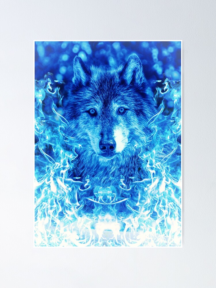 Blue Fire Flames Wolf