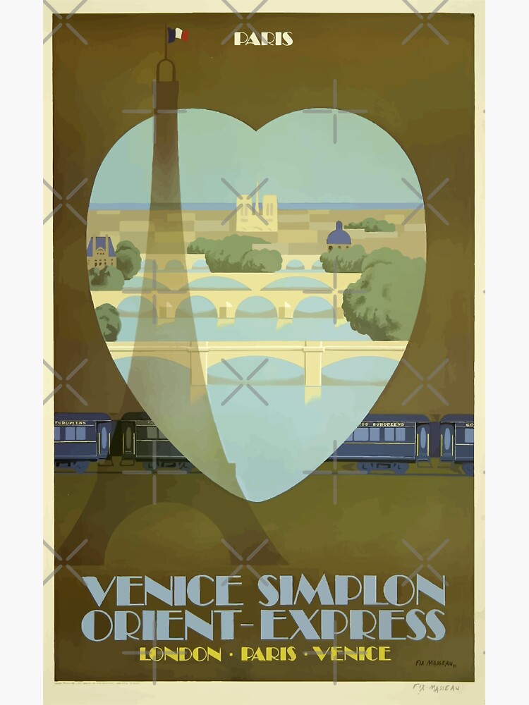 "Vintage Travel Poster - Orient-Express - Paris" Sticker by csegalas ...