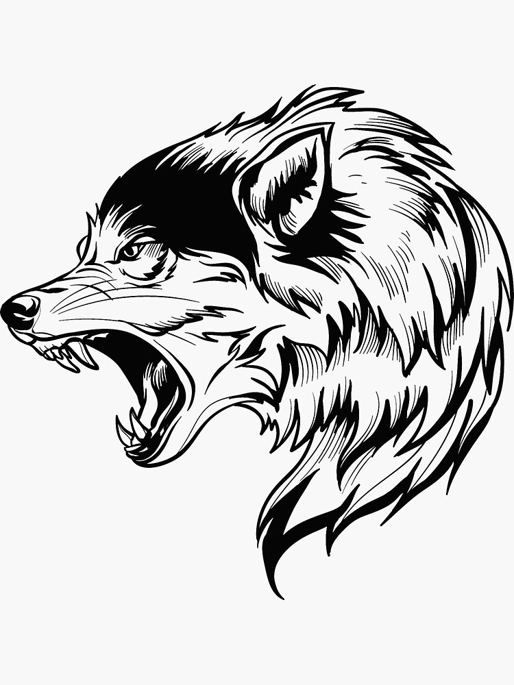 "Angry Wolf" Sticker by DusicaP | Redbubble