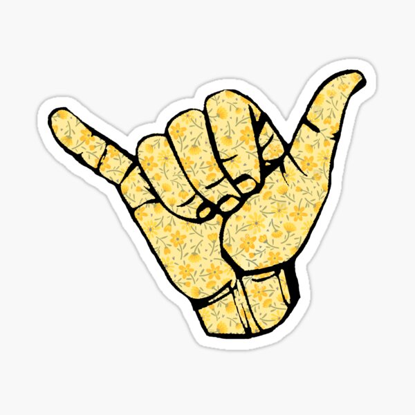 "Yellow floral shaka" Sticker for Sale by linds-riley | Redbubble