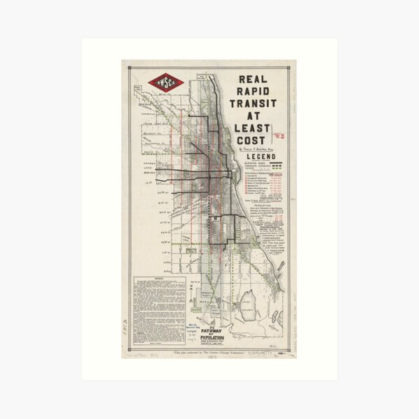 "Vintage Chicago CTA Map " Art Print for Sale by ewilson4 | Redbubble