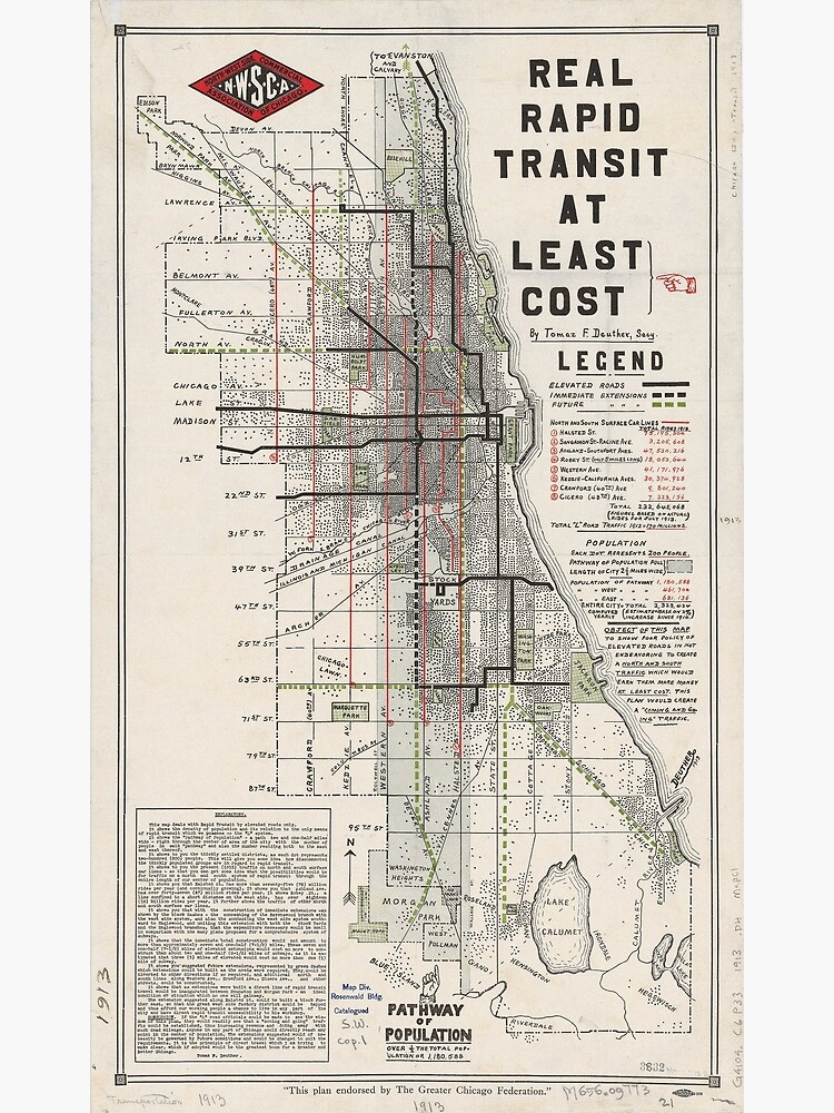 Vintage Chicago CTA Map Premium Matte Vertical Poster sold by ...