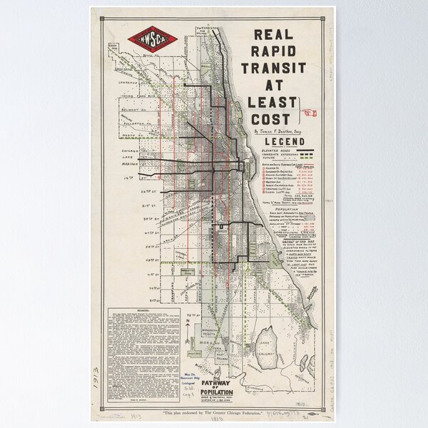 "Vintage Chicago CTA Map " Poster for Sale by ewilson4 | Redbubble