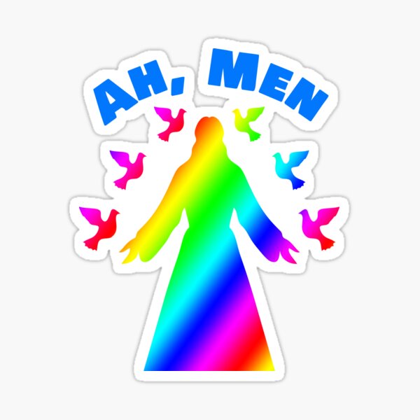 "Ah, Men Religious Gay Pride Rainbow LGBTQA+" Sticker for Sale by ...