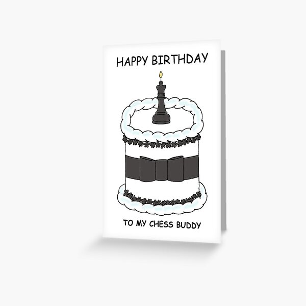 "Happy Birthday Chess Buddy Cartoon Cake With Chess Piece Candle ...