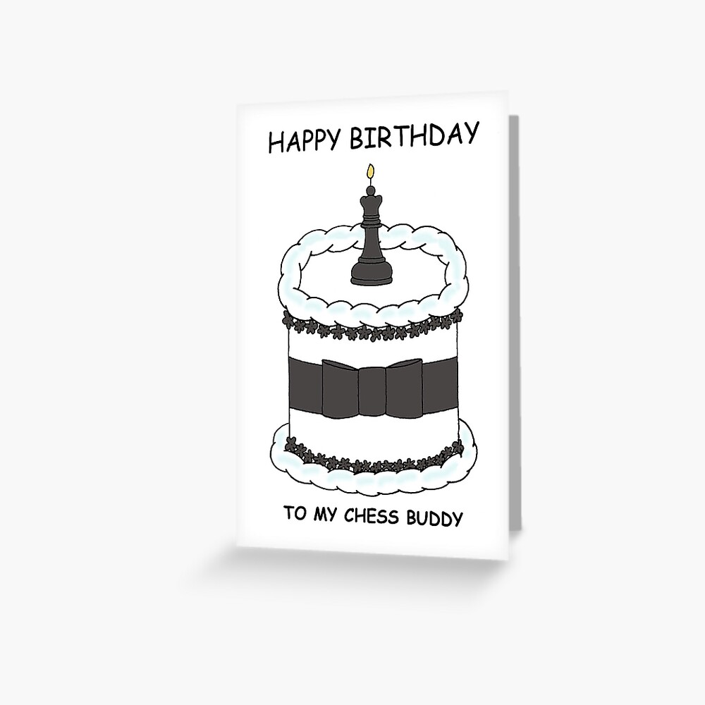 "Happy Birthday Chess Buddy Cartoon Cake With Chess Piece Candle ...