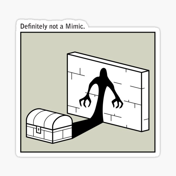 "Definitely not a Mimic" Sticker for Sale by JoshTye | Redbubble