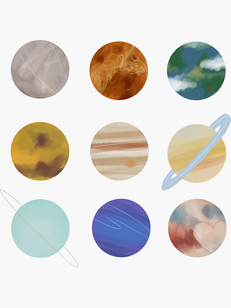 "the planets" Sticker for Sale by amandabeesish | Redbubble