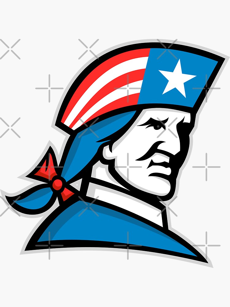 "American Patriot Head USA Flag Mascot" Sticker for Sale by patrimonio ...