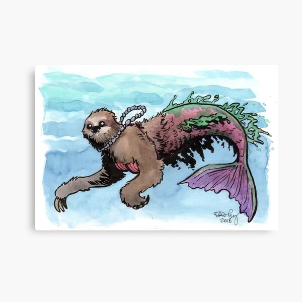 "Herman the Mersloth (Sloth Mermaid)" Canvas Print for Sale by ...